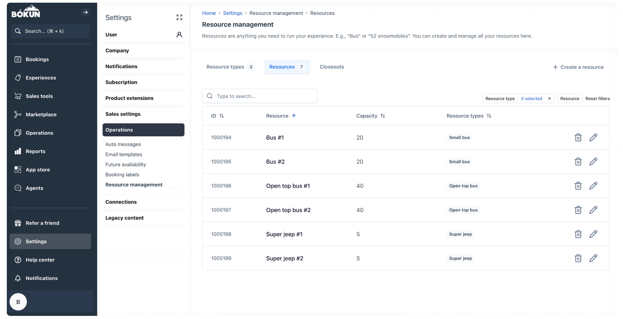 Resource Management - Bókun